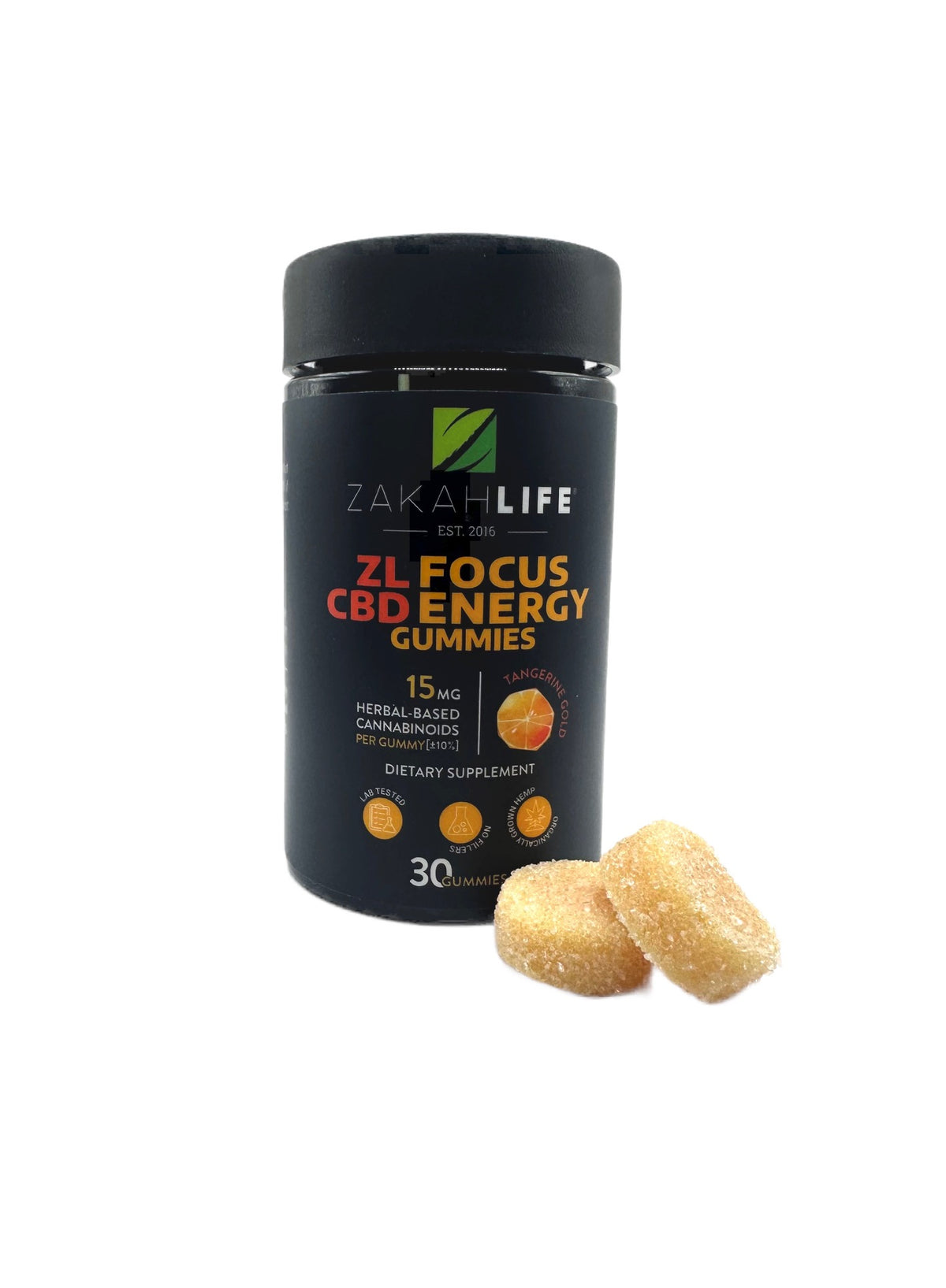 CBD Energy Tangerine Gold Gummy (15mg) | ZL FOCUS | Zakah Life